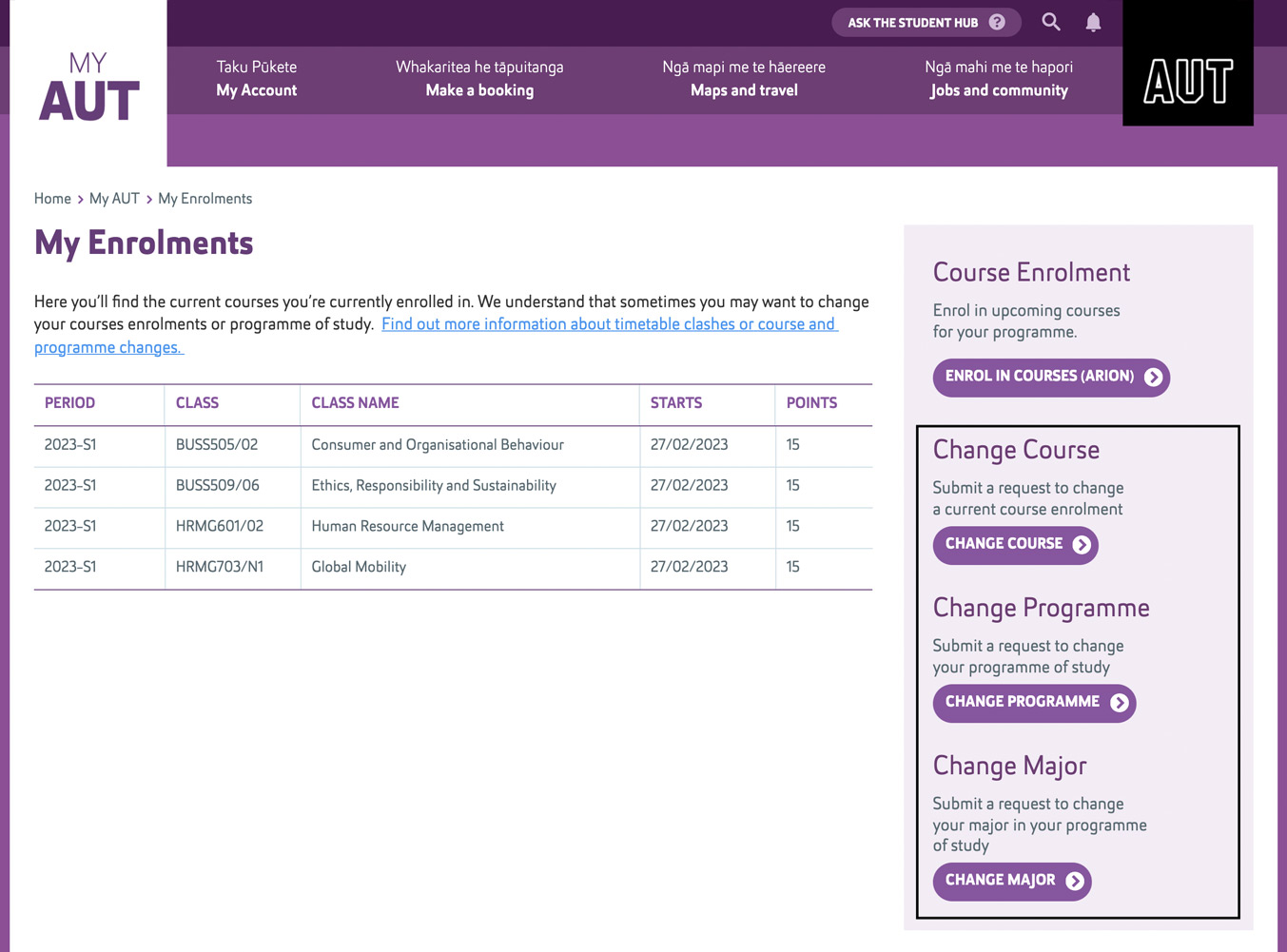 Changing your programme, course or major - AUT